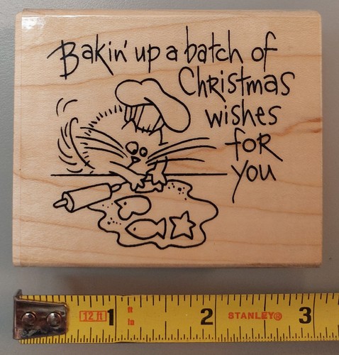 Baking Christmas Cookie Wishes Fluffles The Cat. Rubber Stamp ...