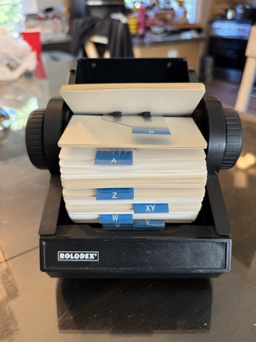 Vintage Rolodex 2254D Rotary Card File Black Made in USA w/ A–Z Tabs ...