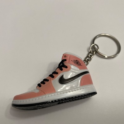 Keychains 3D Sneaker Nike Jordan 1 High Top Pink Black White HARD PVC ...