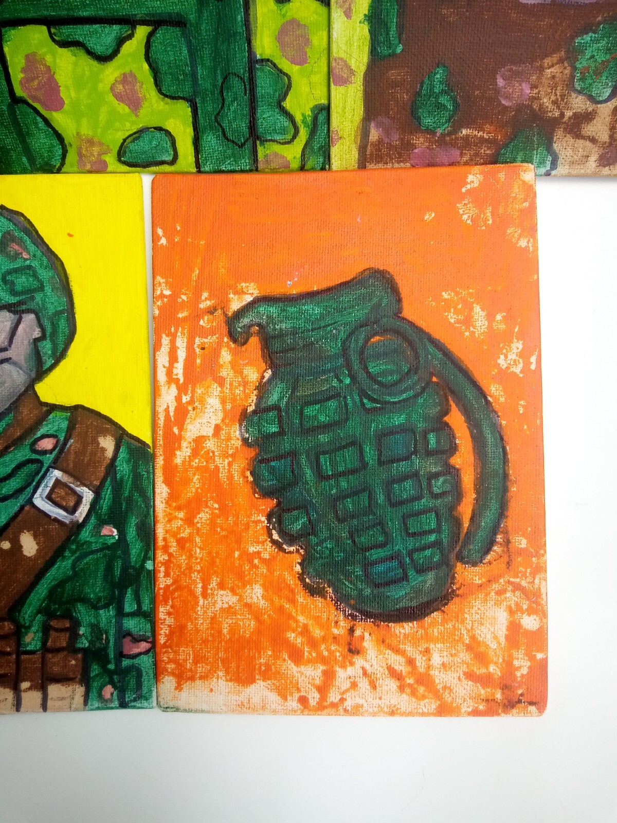 Lot Of 5 Distressed -Small Pop Art paintings By Artist Carolina ...