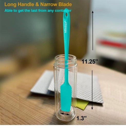 Silicone Jar Spatula, Long Handle Jar Spatulas, High Heat Resistant 1 ...