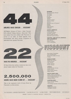 Aviation Magazine Print - Vickers Viscount and Operators (1960) | eBay