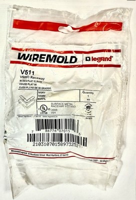 2pk Wiremold V511 IVORY Flat Elbow Fitting for 500 Series Raceway ...