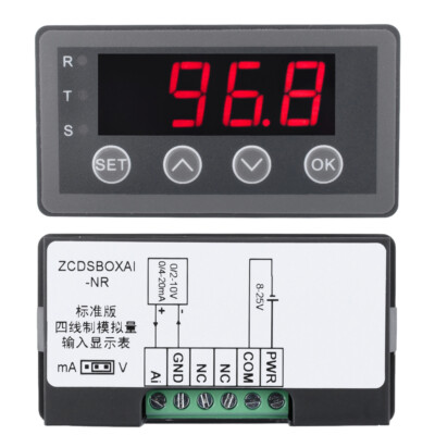 0-10V 0-20mA 2-10V 4-20mA 4-Wire Analog Input Display Meter DC 8~25V ...