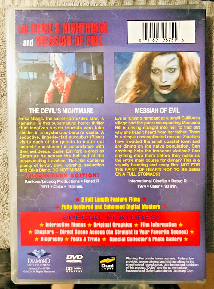The Devil's Nightmare (1971) Messiah Of Evil (1974) DVD Horror Double Feature | eBay