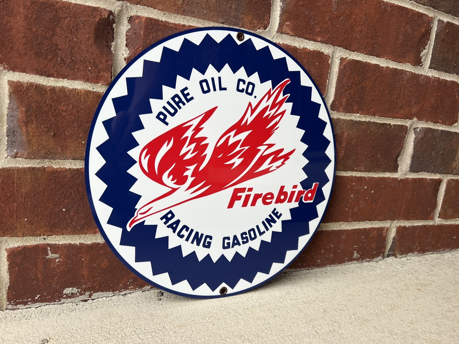 Pure Firebird Gasoline oil pure gas round sign | eBay