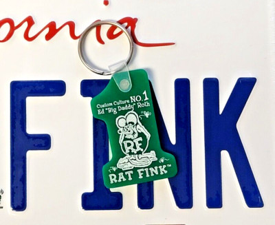 MOON X RAT FINK KEYCHAIN mooneyes vtg Hot Rod Custom key fob Ed Big ...