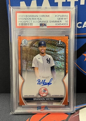 2023 Bowman Chrome Prospect Autograph Brandon Mayea Orange Shimmer #/25 ...