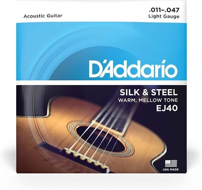 D’Addario EJ40 Silk and Steel Acoustic Guitar Strings Light 11-47 | eBay UK