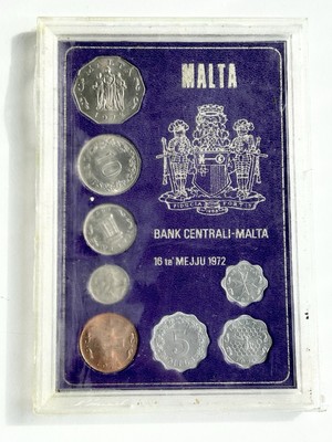 1972 Malta Eight 8-Coin Set Bank Centrali-Malta On Hard Plastic Case ...