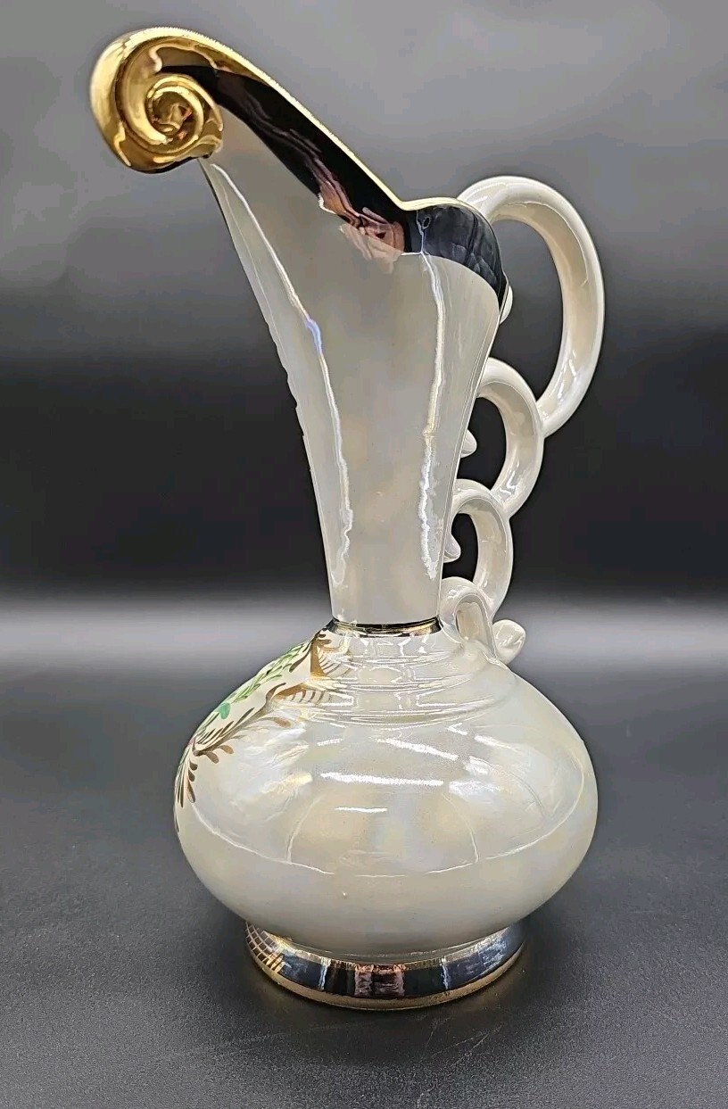 Vintage Hubert Bequet Quaregnon Belgium Jug Vase Pitcher Hand Painted 312 | eBay