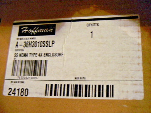 Hoffman A36H3010SSLP Stainless Steel 304 Electrical Enclosure 36x30x10 ...