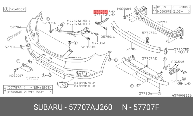 Genuine OE Bracket Side Upper Obk Right Hand 57707AJ260 For Subaru ...