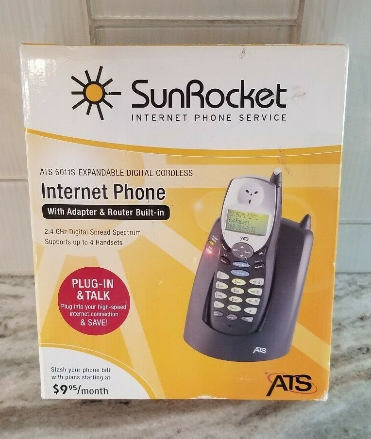 ATS SunRocket Internet Phone 2.4GHz DSS, With adapter and Built-in ...