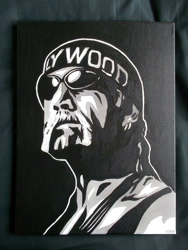 Canvas Art Painting Wrestler Hollywood Hulk Hogan NWO B&W B 16x12 inch ...