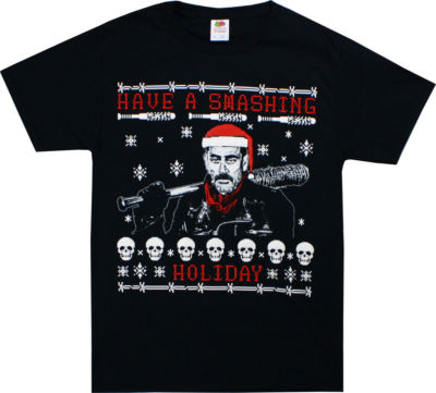 Walking Dead Negan Have A Smashing Holiday Christmas Santa Bat Adult T ...