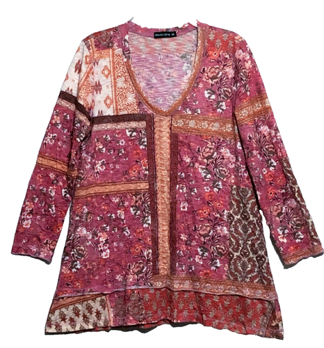 David Cline Size XS Multicolor Mixed Print Floral Long Sleeve Pullover ...