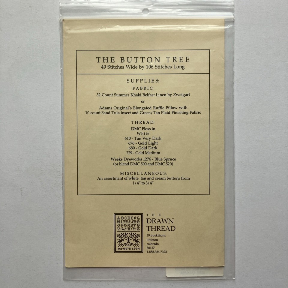 The Drawn Thread The Button Tree Cross Stitch Pattern Leaflet Buttons ...