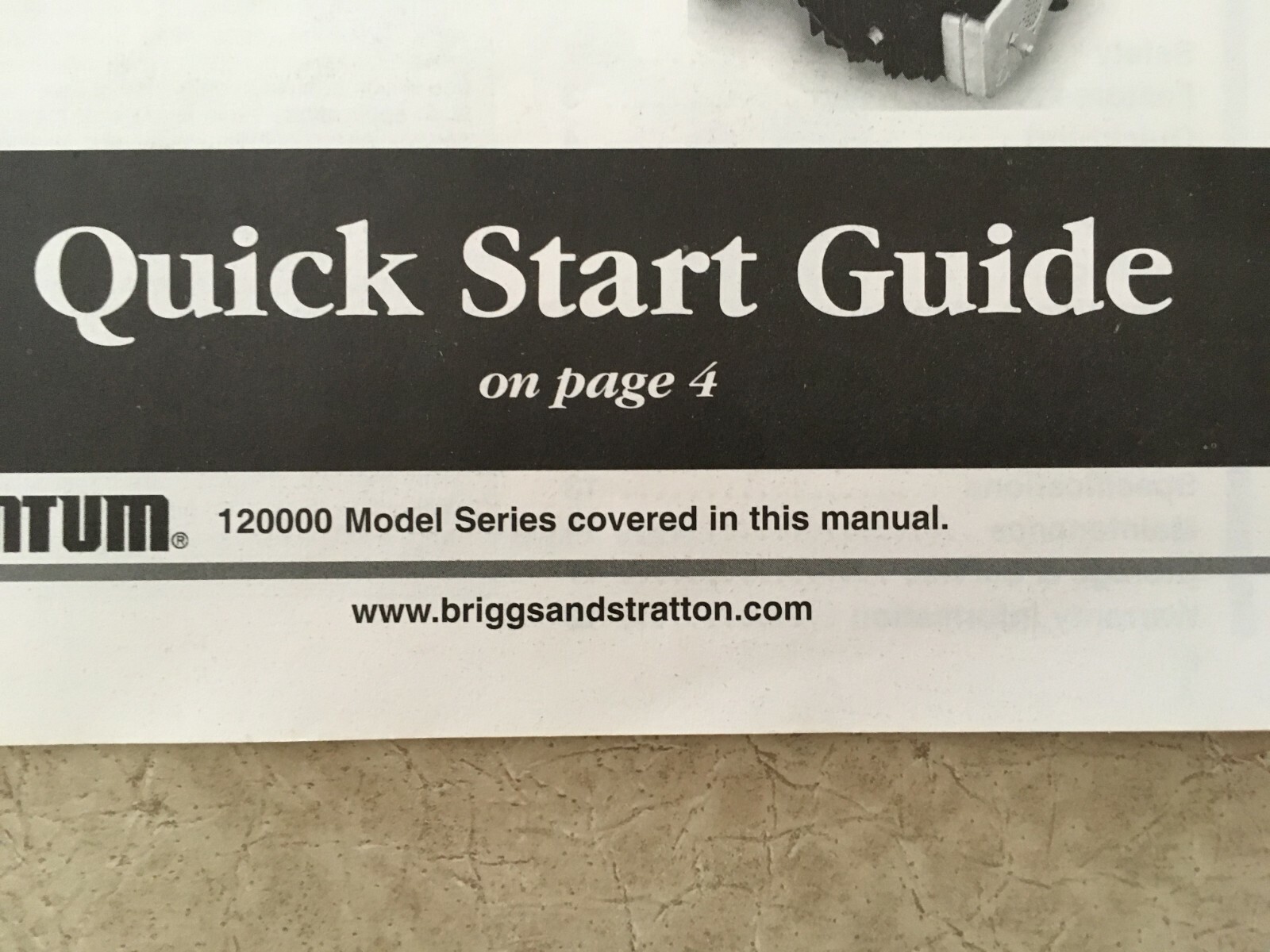 Briggs & Stratton Quantum Model 120000 Operating & Maintenance ...