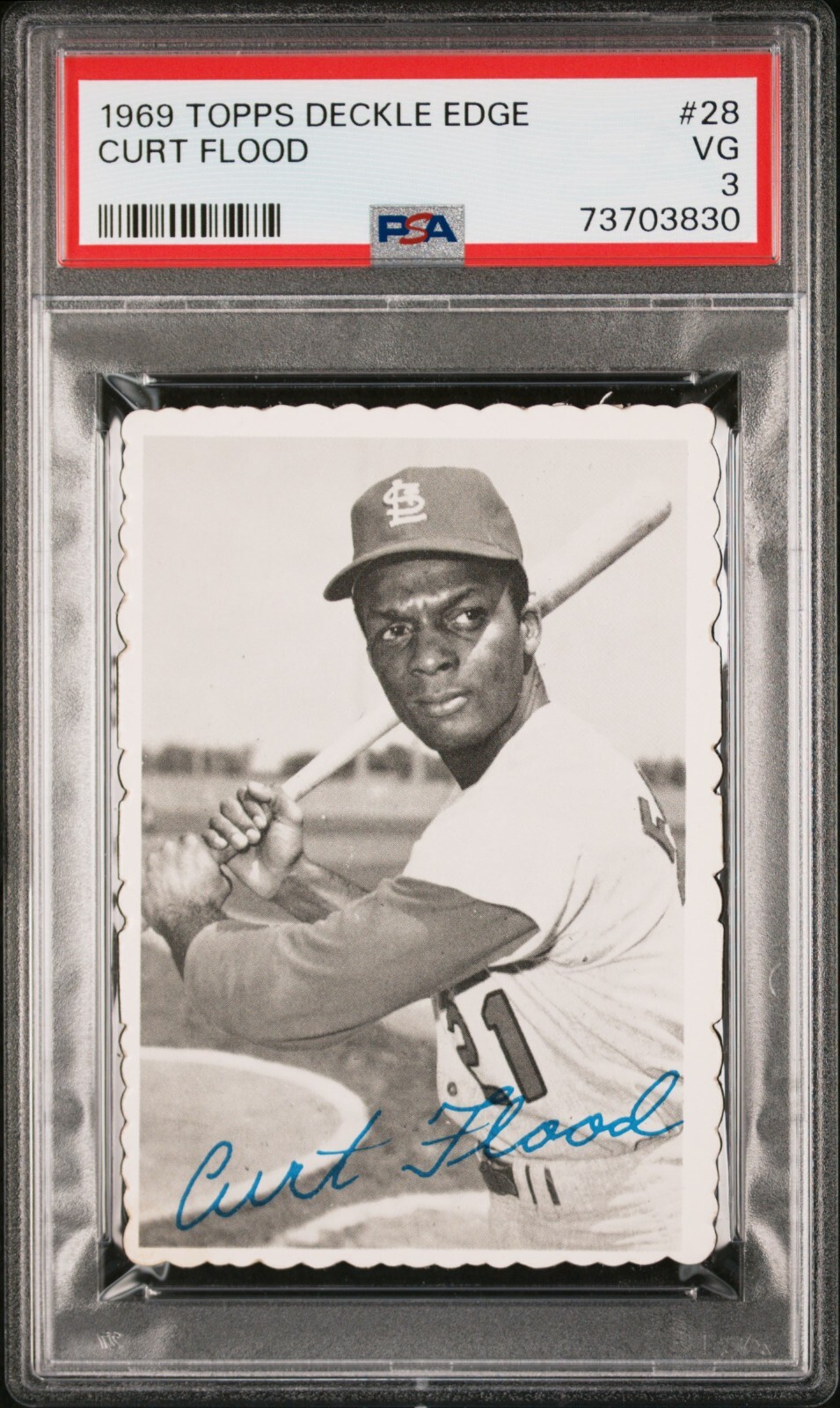 1969 Topps Deckle Edge Baseball #28 Curt Flood St Louis Cardinals PSA 3 ...