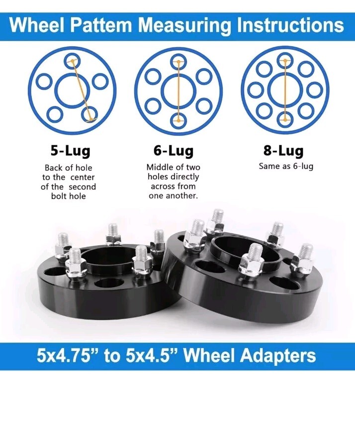 YIZBAP 4PCS 5x4.75 to 5x4.5 Wheel Adapters Hubcentric, 1.25 inch 5x120 ...