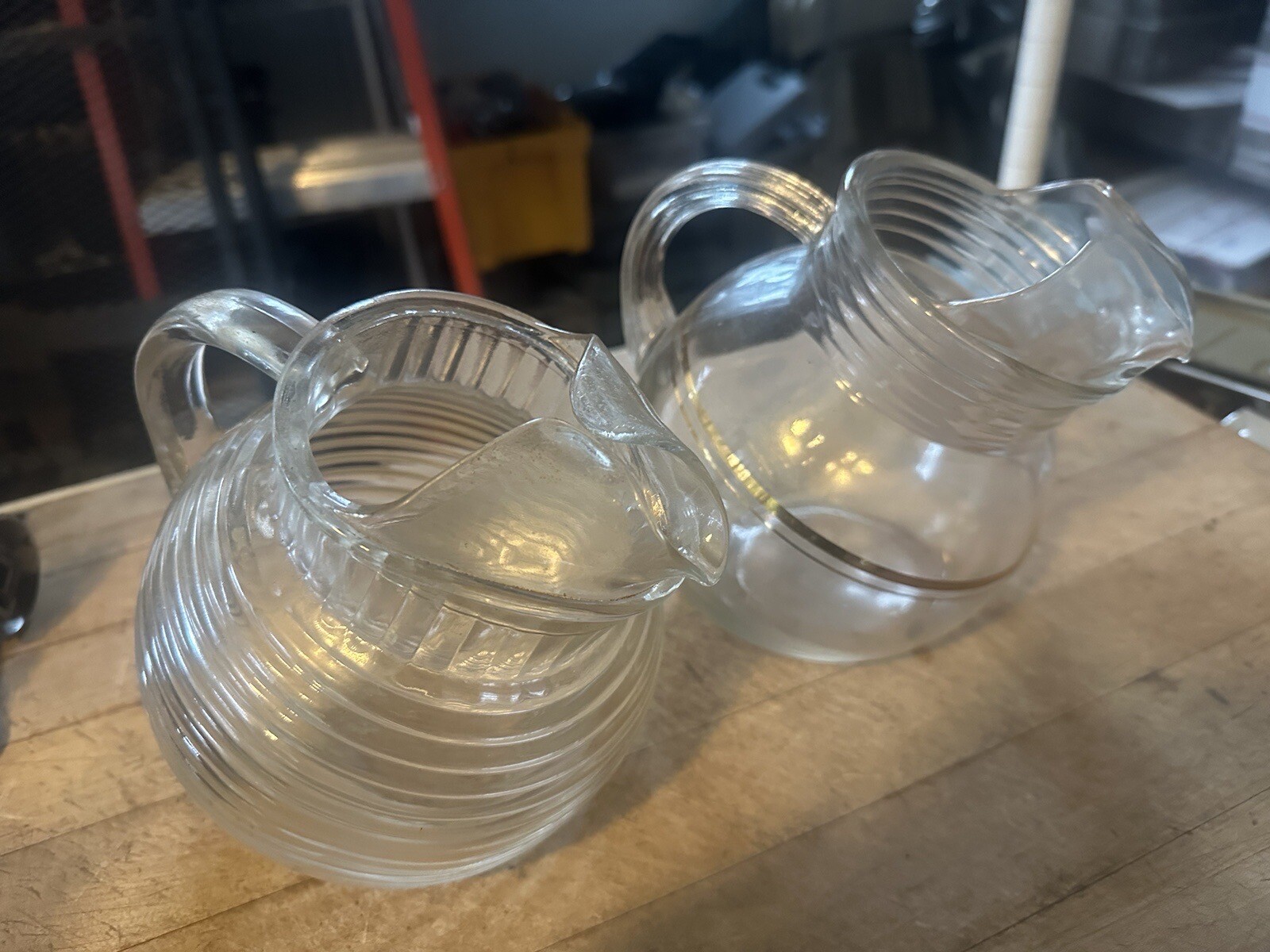 Vintage Tilt Ball Beverage Pitchers, Lot Of 2, Etched Gold Trim, Plus ...