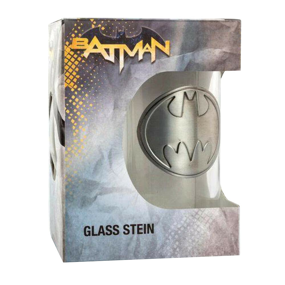 OFFICIAL DC COMICS BATMAN METAL LOGO GLASS BEER STEIN ALE TANKARD NEW ...
