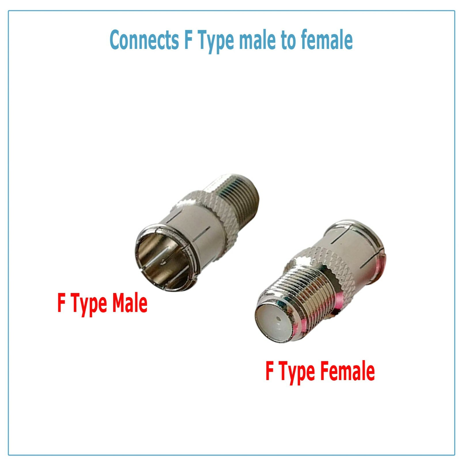 5 Pack F-type Quick Push-On Adapter Male-Female Coaxial Cable Connector ...
