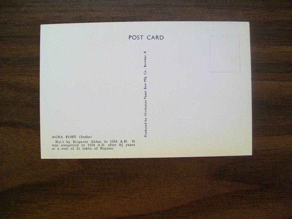 Vintage Postcard - Agra Fort (Red Fort) Agra India - Unused (154) | eBay