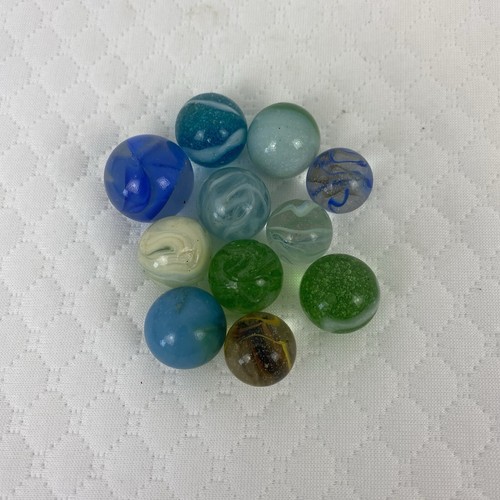 Vintage Marbles Collection Swirls Ribbons Green Blue Yellow Brown | eBay UK