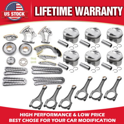 Con Rods & Piston & Timing Chain Kit For VW Touareg Audi A4 S4 A5 A6 A7 ...