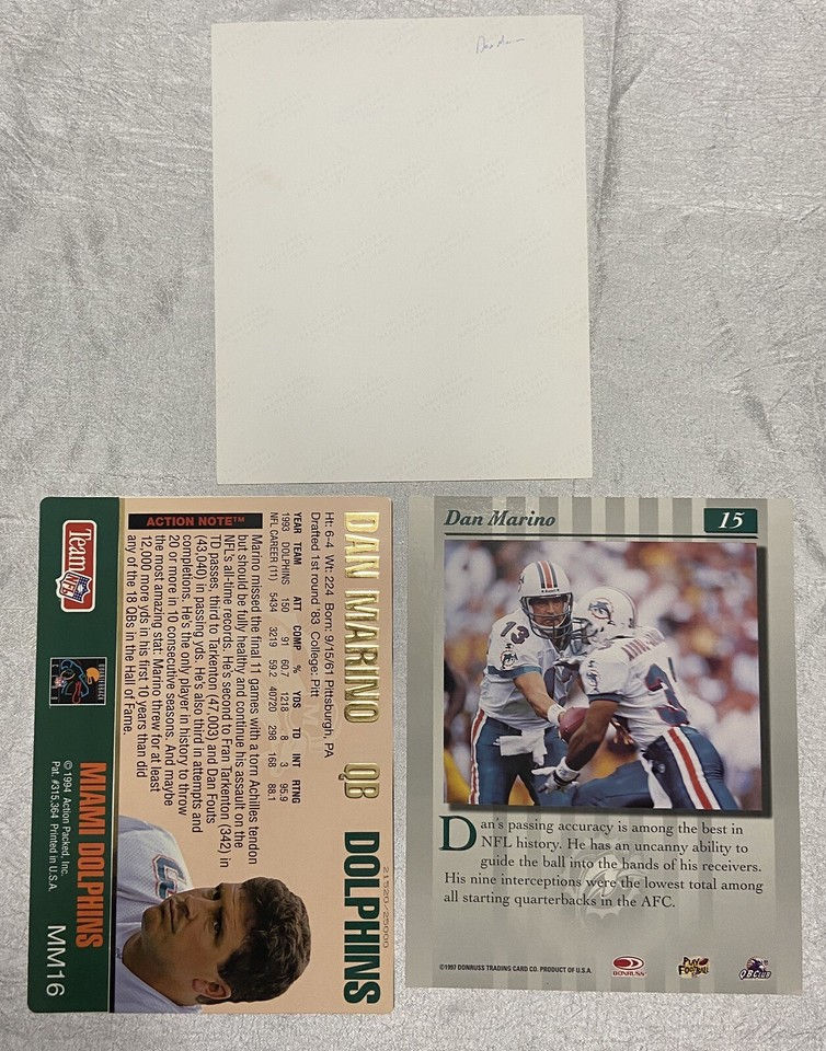 10x8 Action Packed Donruss Studio Box Toppers & Photo Dan Marino Miami ...
