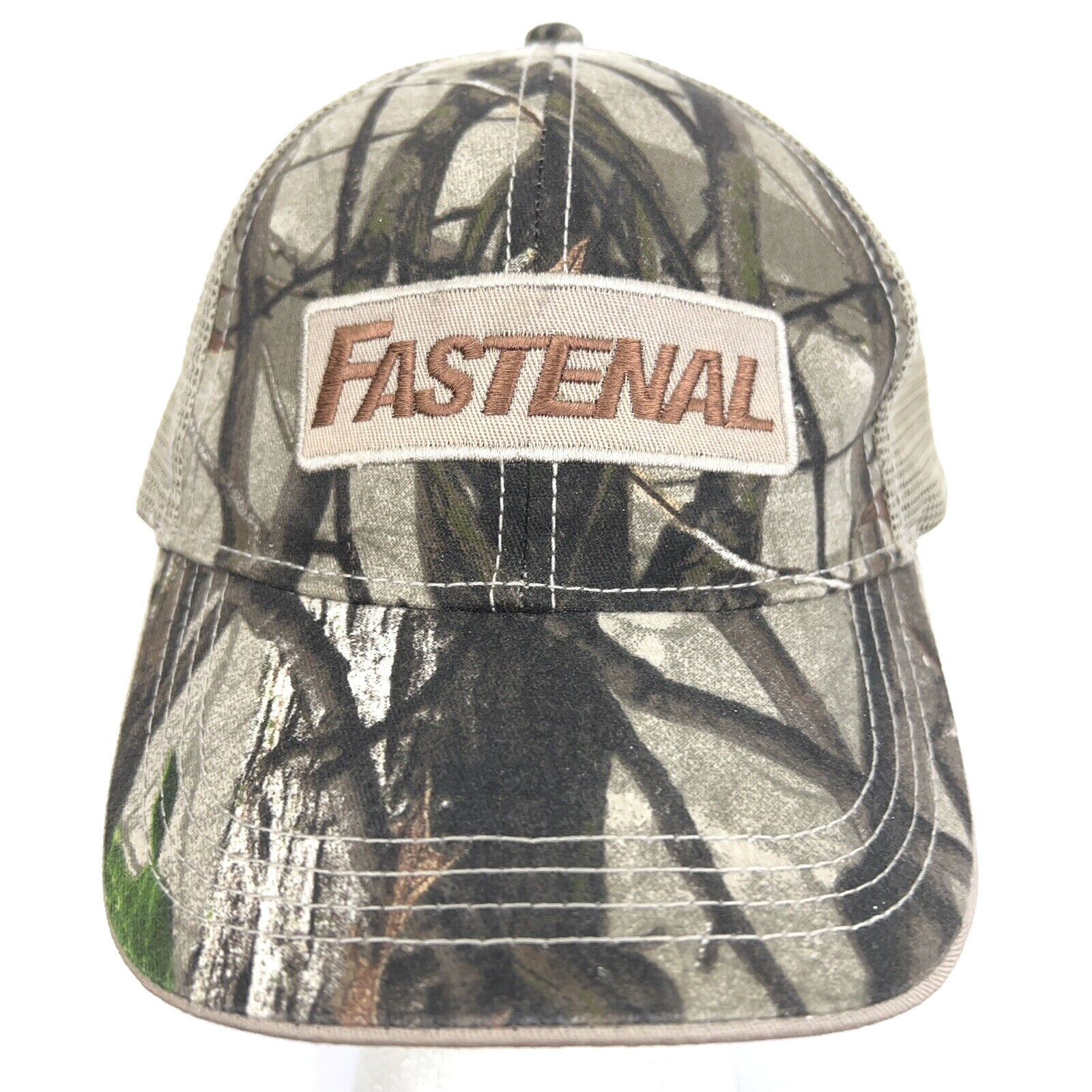 Fastenal Camouflage Hat Hunt Spell Out Logo Mesh Snap Back Baseball ...