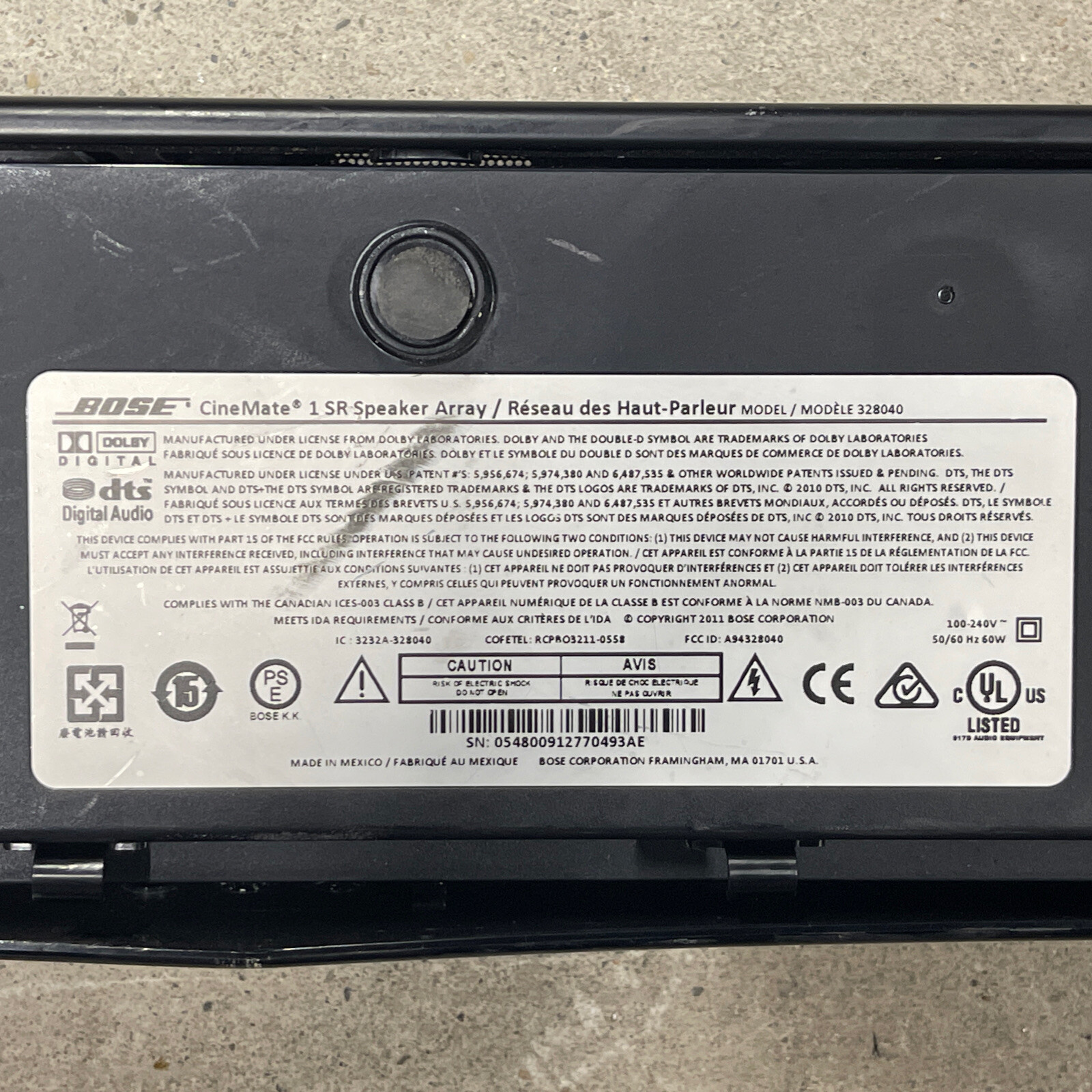 Bose Model 328040 CineMate 1 SR Sound Bar - Black | eBay