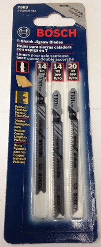 Bosch T503 3 Piece Hardwood/Laminate Flooring T-Shank Jig Saw Blade Set ...