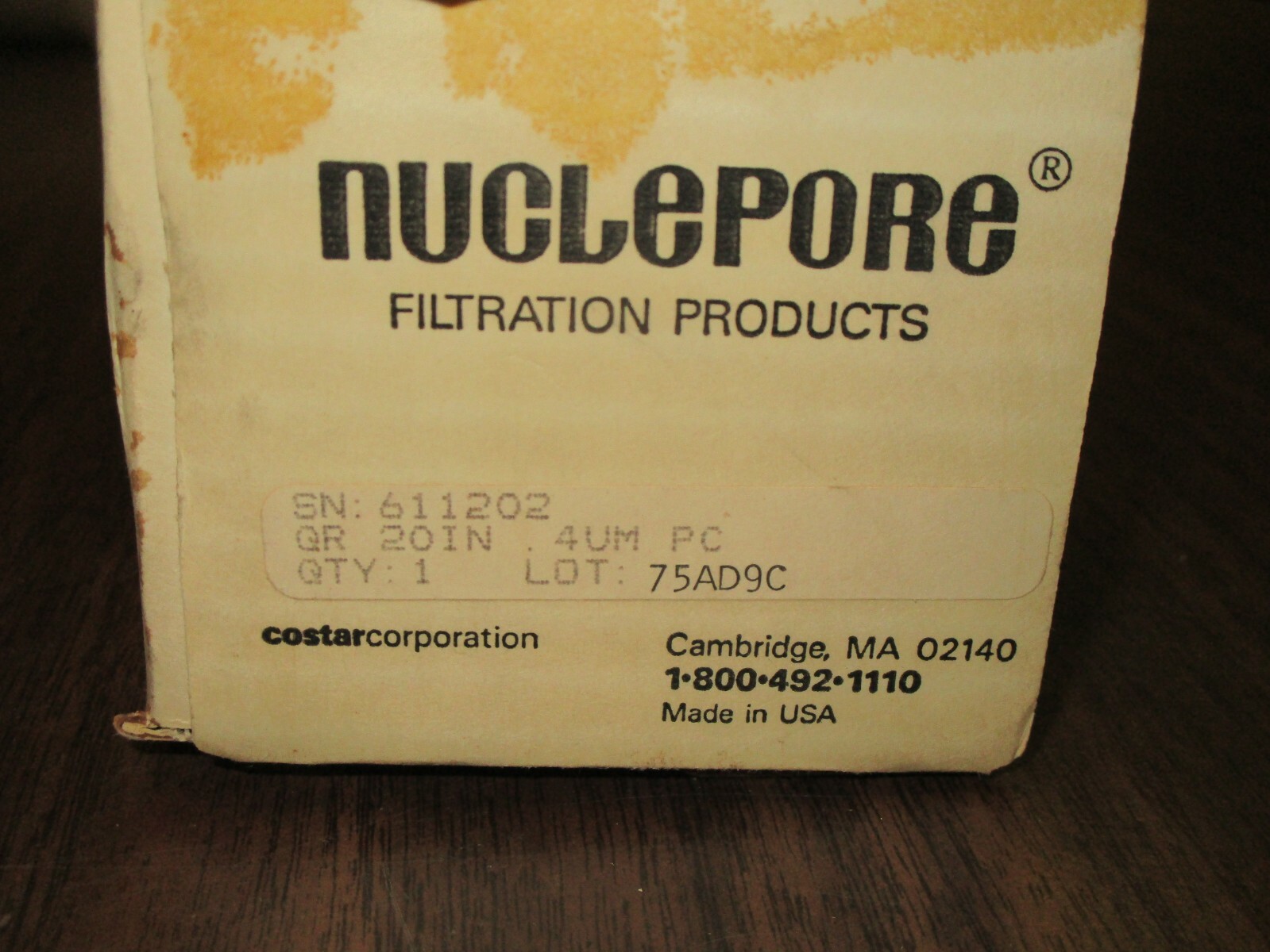NEW NUCLEPORE FILTRATION 611202 20" LONG .4UM FILTER | eBay