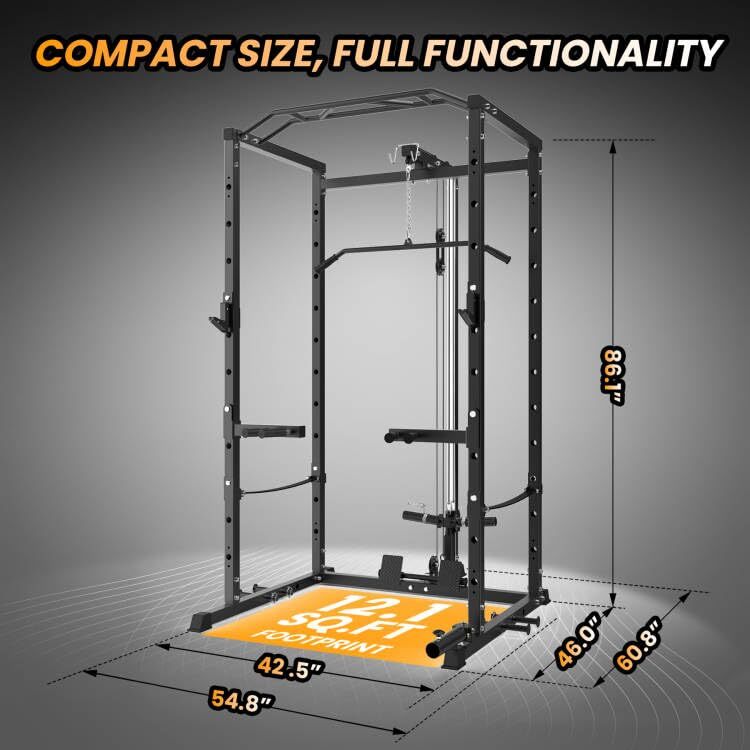 Power Cage Power Rack & Pulley System, Squat Rack Weight Cage Exercise ...