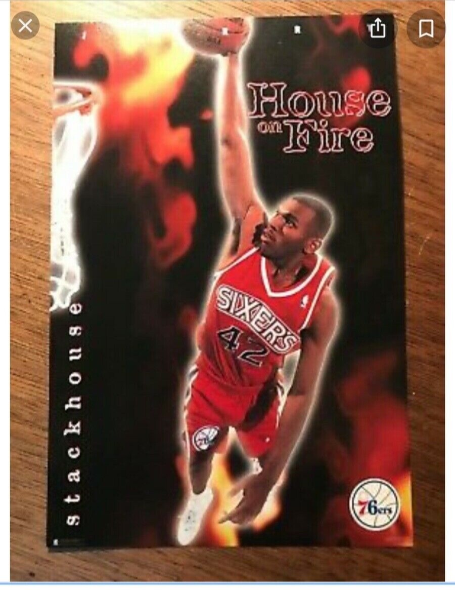 NEW Rare Jerry Stackhouse House on Fire Poster 76ers Costacos 1995 ...