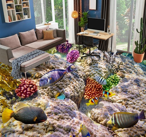 3D Color Fish 22322NA Floor WallPaper Murals Wall Print 5D AJ WALLPAPER ...