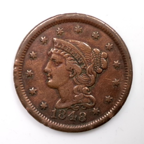1848 United States Braided Hair Large Cent 1C Coin FREE SHIPPING! | eBay
