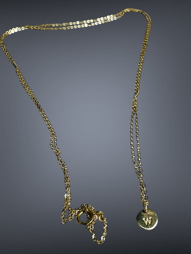 Dainty "W" Initial Pendant Necklace in 14K Yellow Gold Filled 28” Long ...