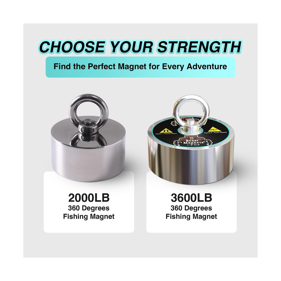 3600lb Complete 360 Degree Magnet Fishing Kit | Includes Strong 360 ...
