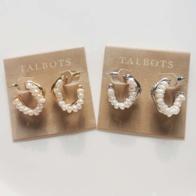 New Talbots Pearl Hoop Earrings Gift Fashion Women Party Jewelry ...