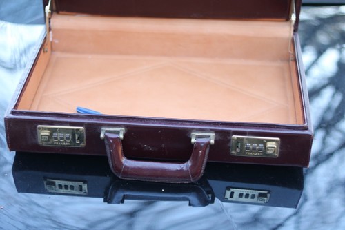 FRANZEN Briefcase Top Grain Leather Briefcase Suede Lined Combo Lock ...