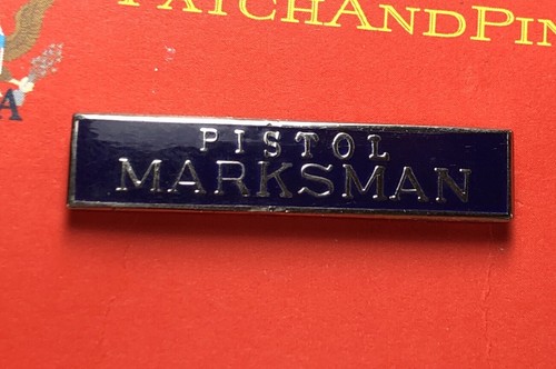 PISTOL MARKSMAN QUALIFICATION AWARD PIN Blue Enamel Police Sheriff ...