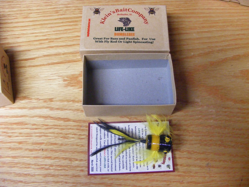 Beautiful Vintage Klein's Bait Co Life Like Bumblebee Cork Fly Rod Lure ...