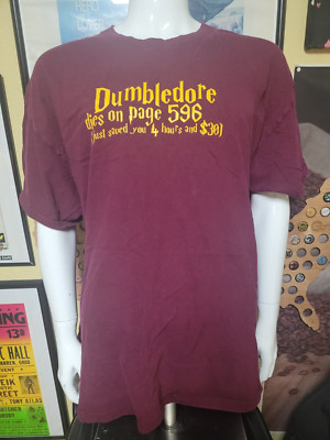 Dumbledore Dies On Page 596 Harry Potter Spoiler T Shirt 2XL XXL Funny ...