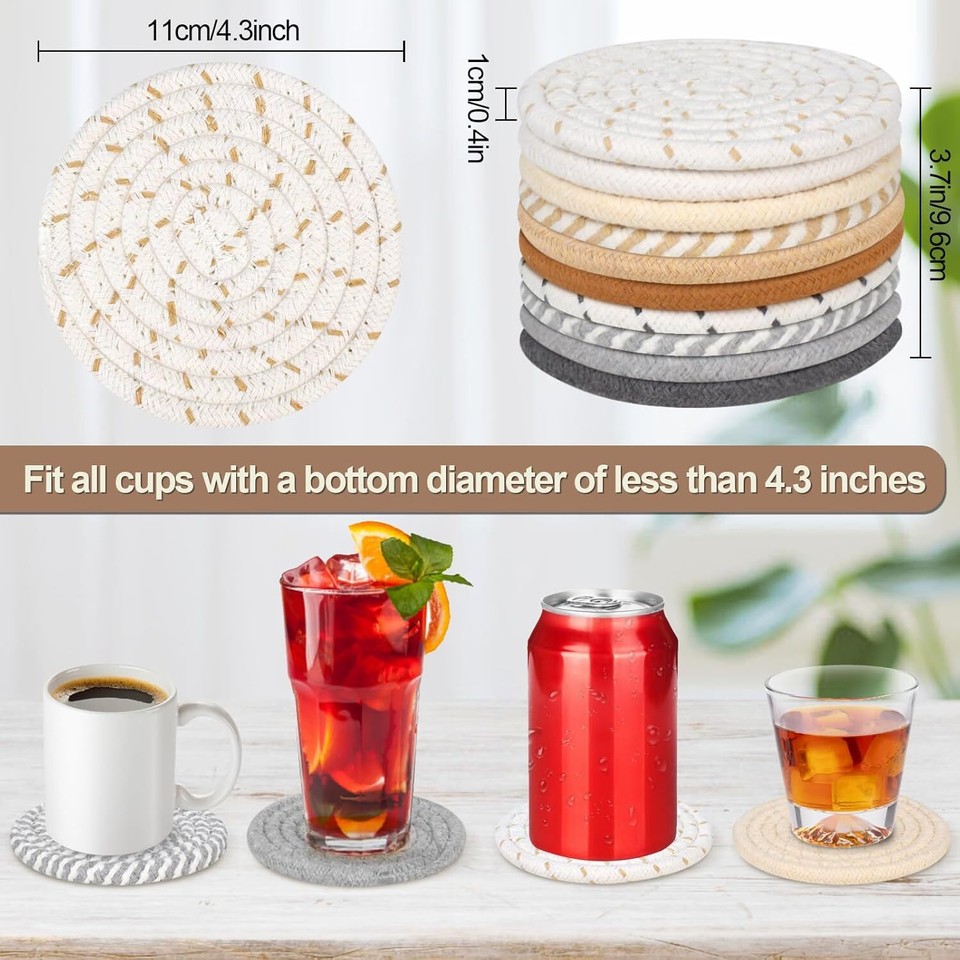 10 Psc Cotton Coasters, Absorbent Boho Coasters, Coasters for Drinks ...