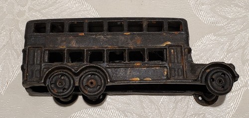 A C Williams? Cast Iron Double Decker Bus & Driver - Toy Black Metal ...