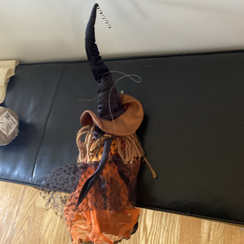 Witch Doll Halloween Decor Large Flying Curved Nose Broom Barefoot ...